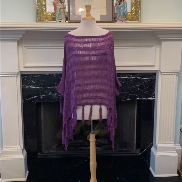 Vertigo | Tops | Vertigo Batwing Open Weave Fringed Purple Top | Poshmark